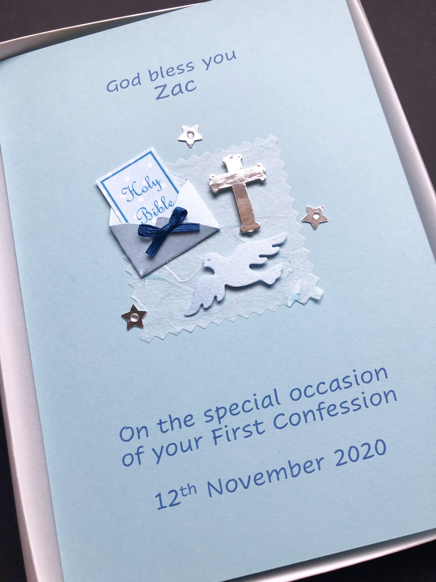 First Confession bible in envelope for boys | First Hand Cards